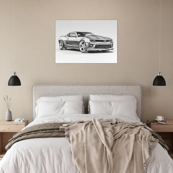 Art | Chevy Camaro Front View Captivating Grayscale Pencil Sketch ...